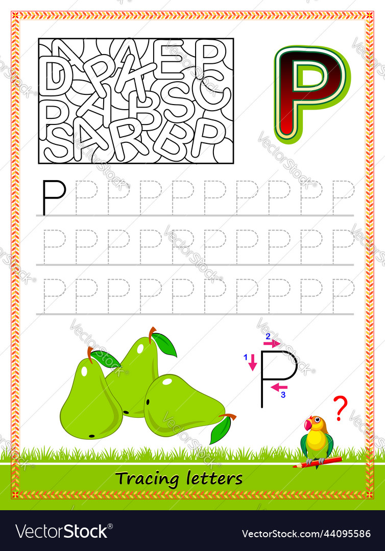 Worksheet for tracing letters find and paint all Vector Image
