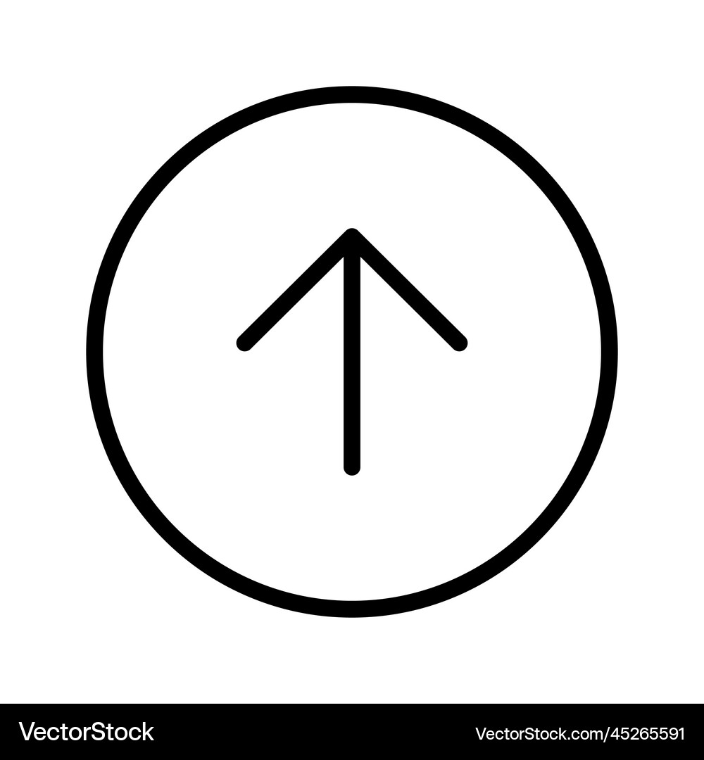 Arrow up circle icon line isolated on white Vector Image