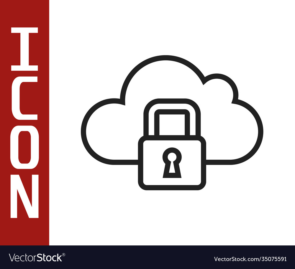 Black line cloud computing lock icon isolated Vector Image