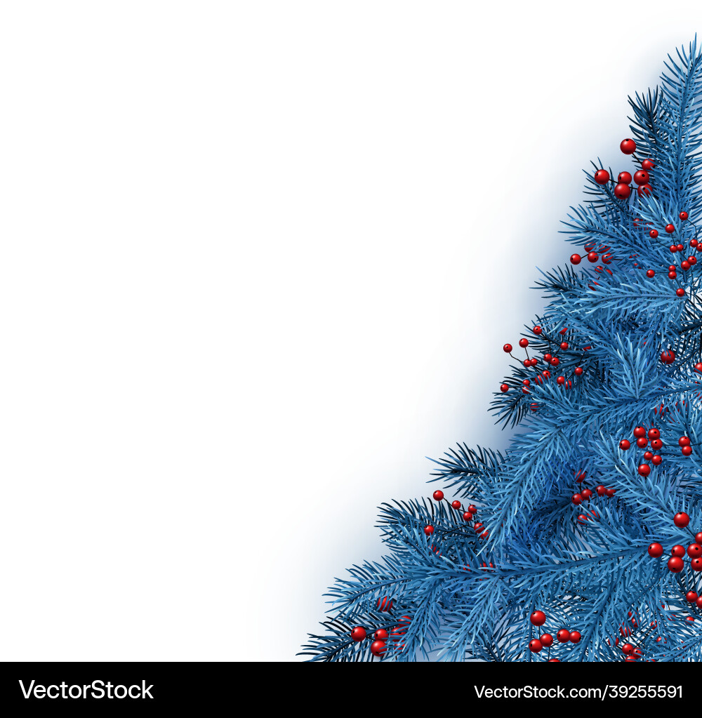 Blue christmas tree with red berries Royalty Free Vector