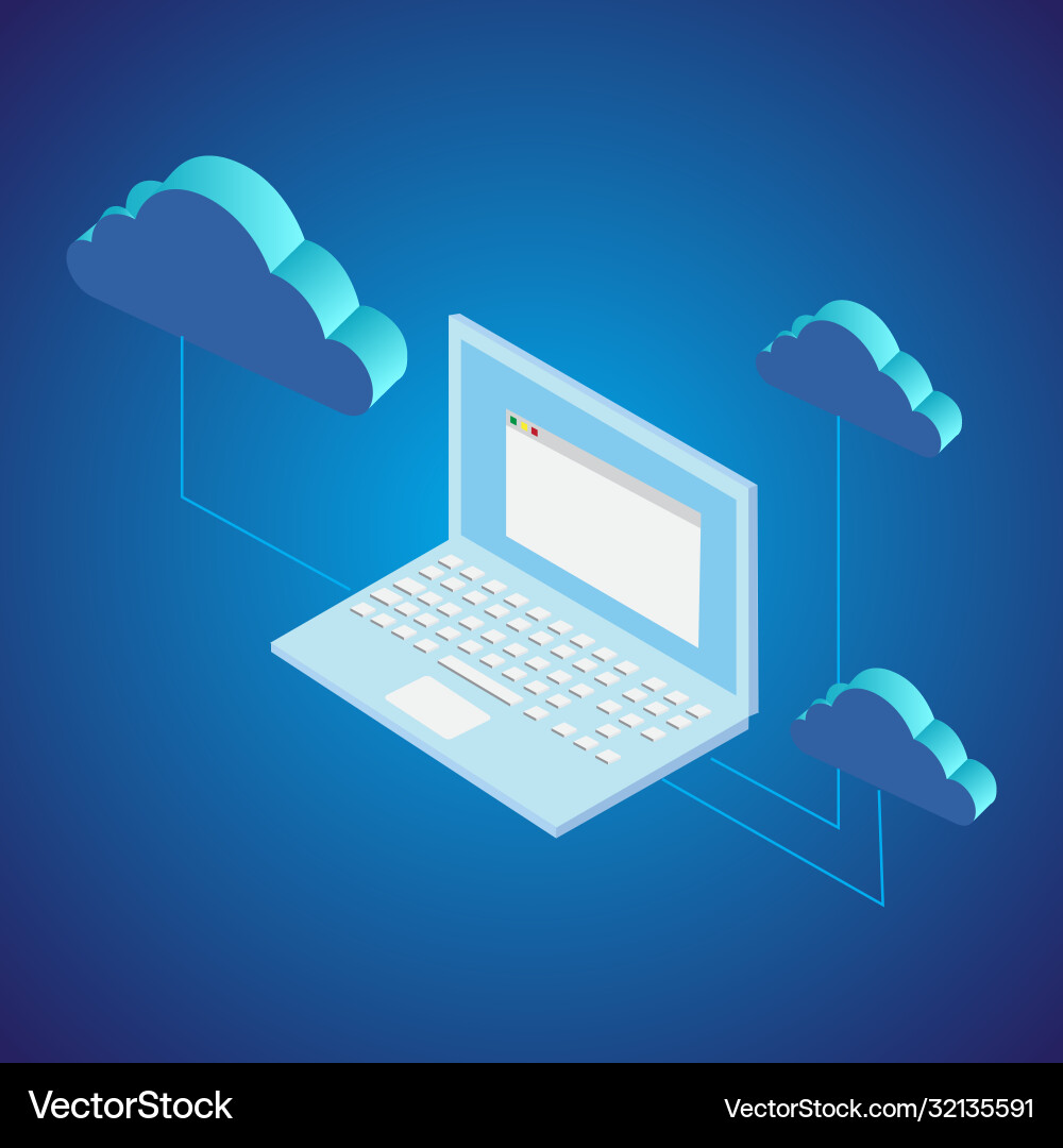 Cloud storage concept with laptop Royalty Free Vector Image