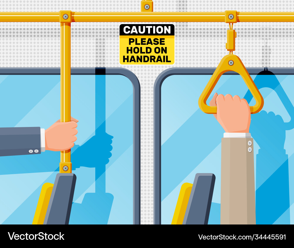 Hand holding handrail in transport Royalty Free Vector Image