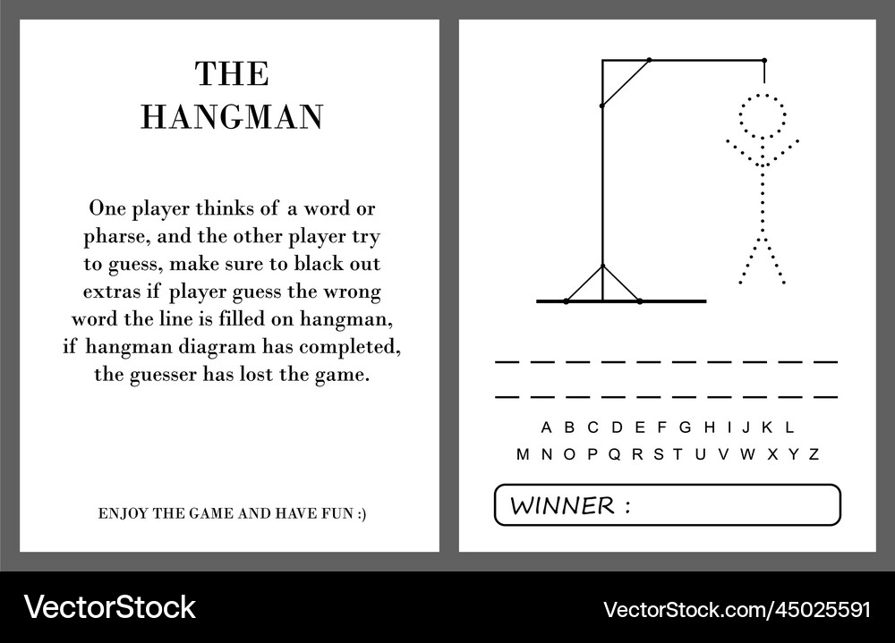 Hangman game page kids activity notebook p Vector Image