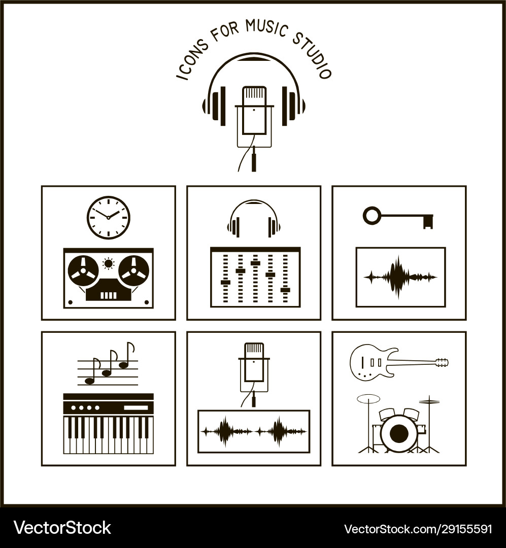 Icons for music studio cut files Royalty Free Vector Image
