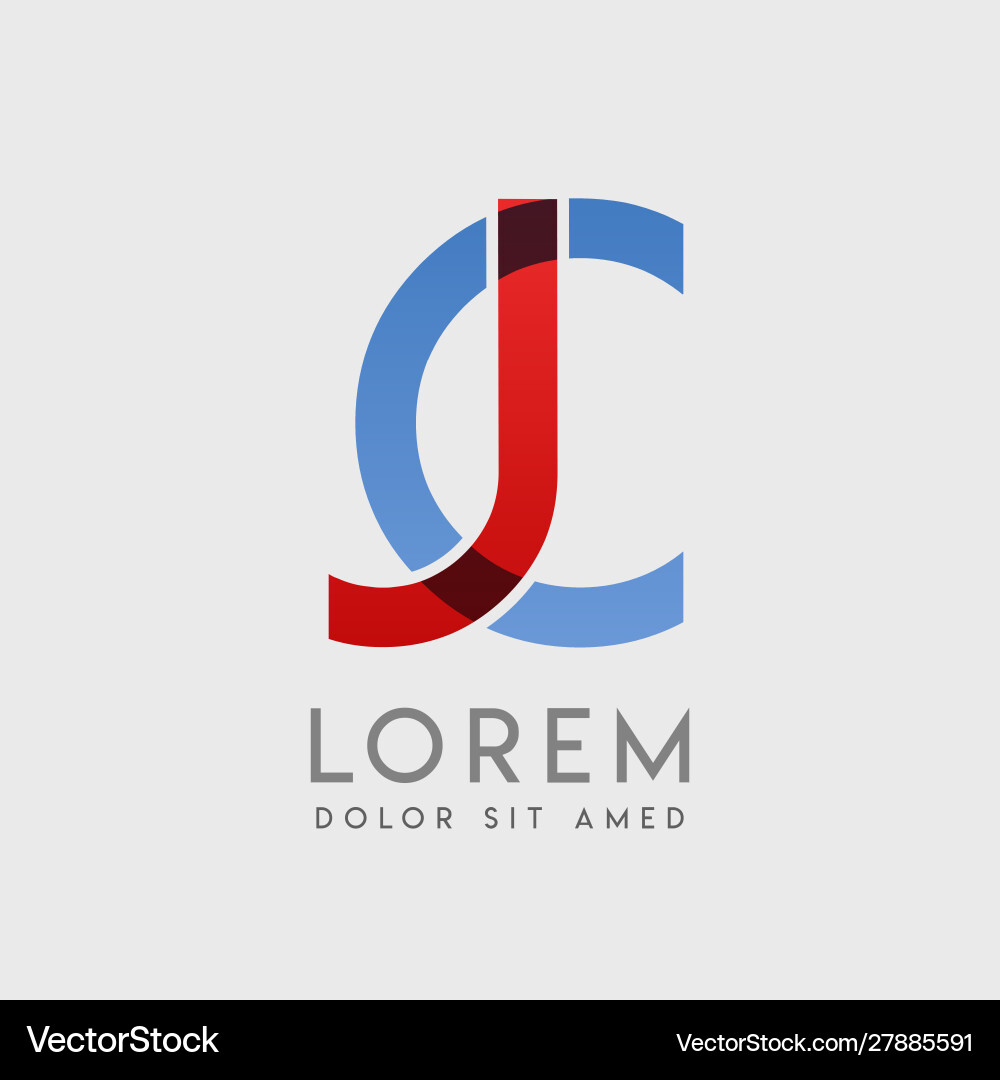 Jc logo letters with blue and red gradation Vector Image