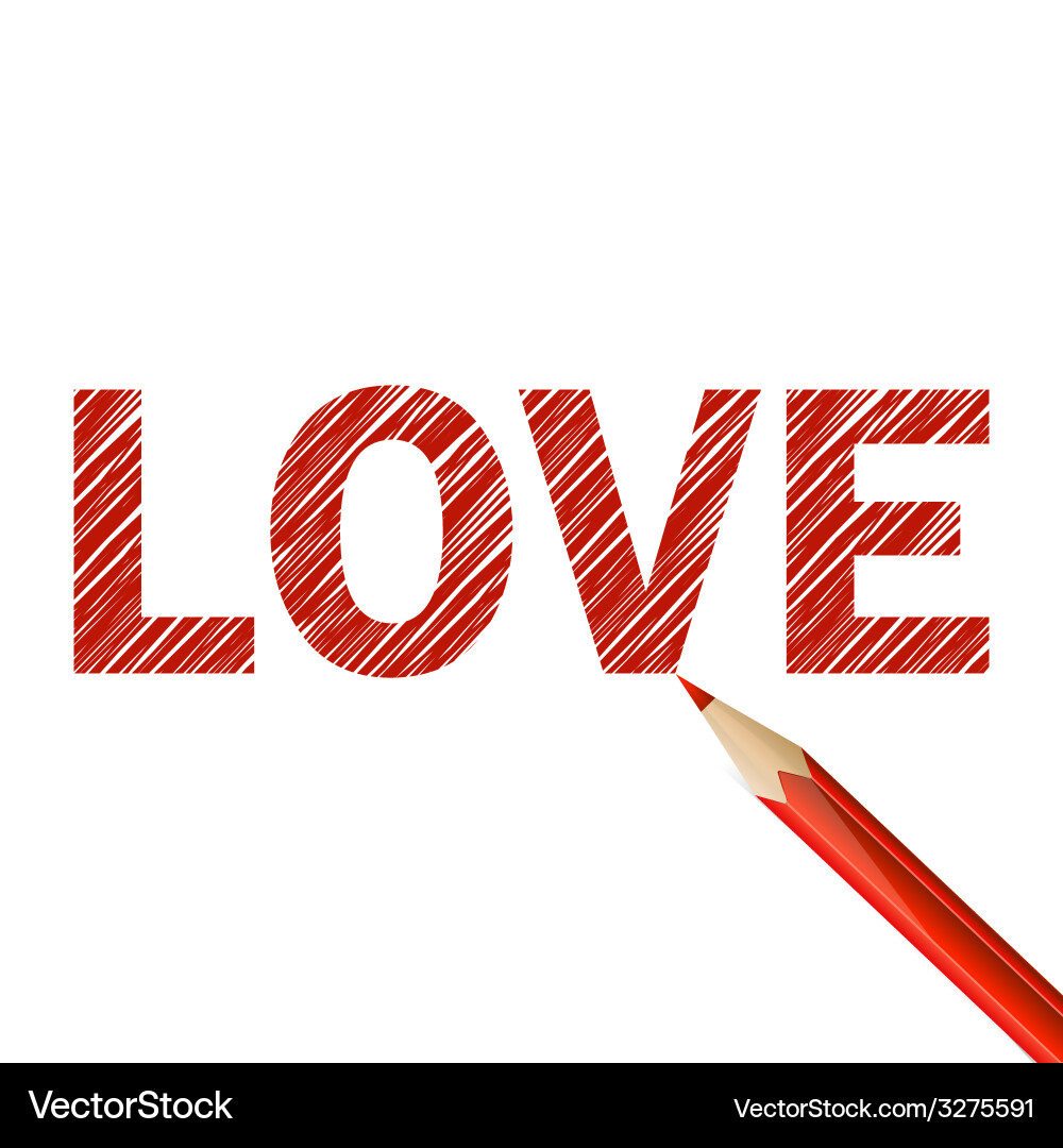 Love word drawn with red pencil Royalty Free Vector Image
