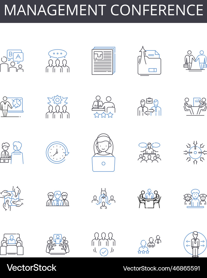 Management conference line icons collection Vector Image