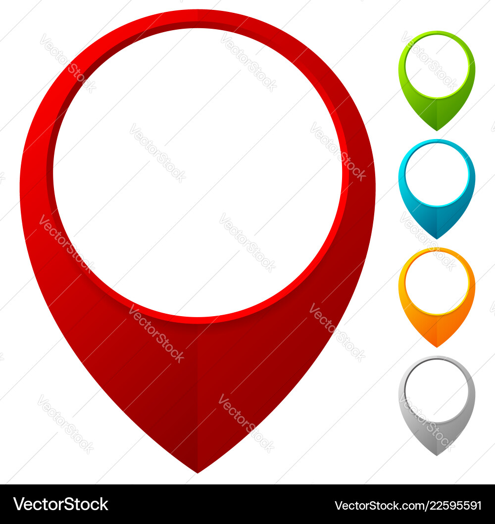 Map marker pin icon in 5 colors Royalty Free Vector Image