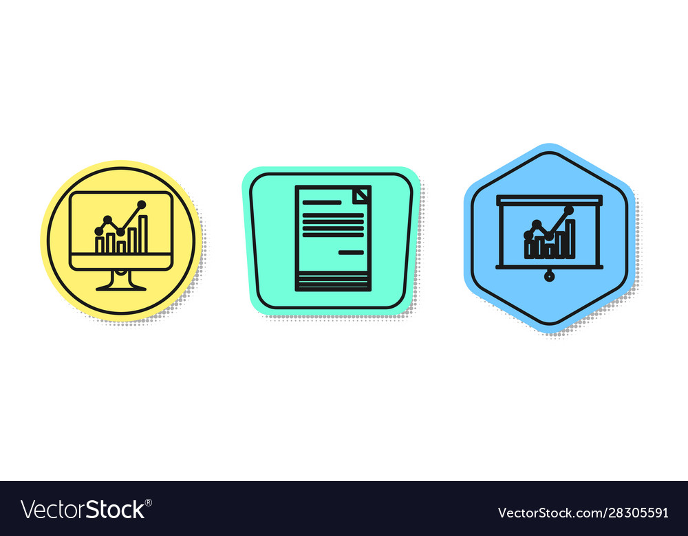 Set line computer monitor with graph chart Vector Image Set line computer monitor with graph chart Vector Image