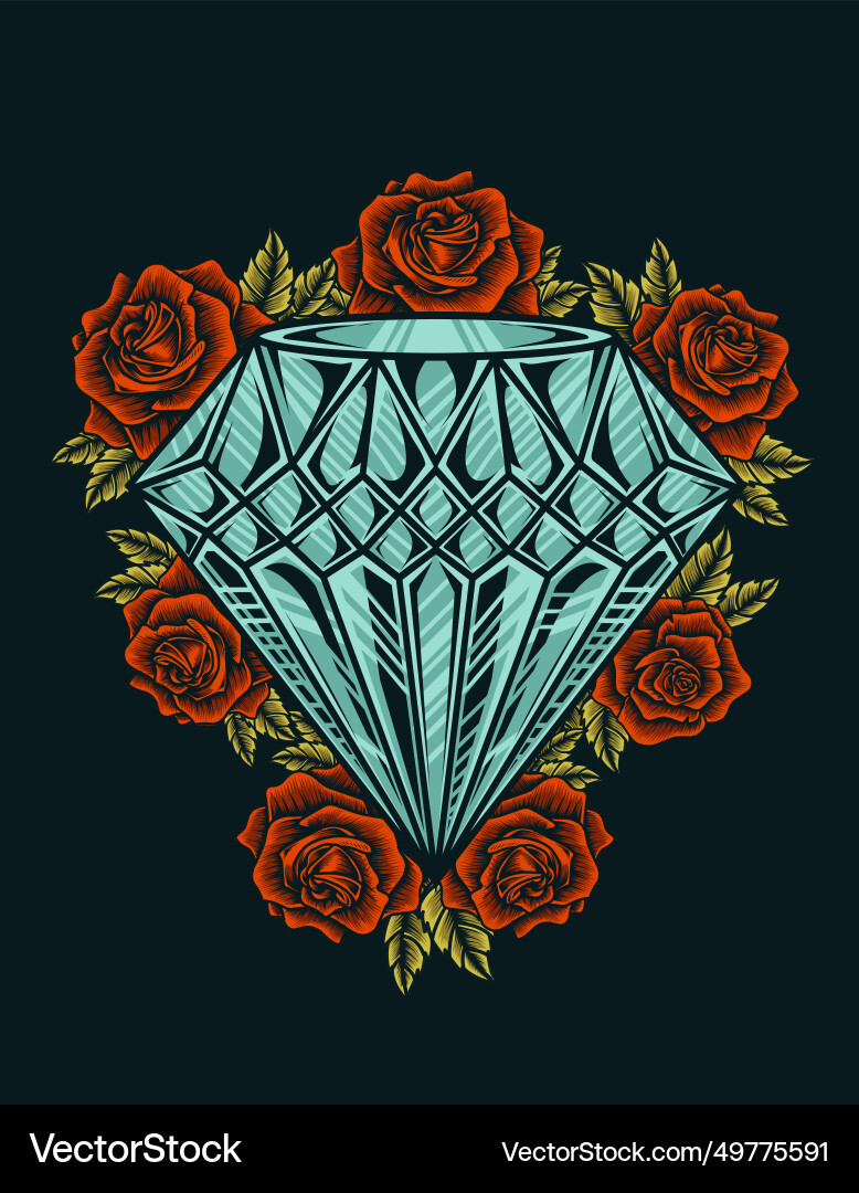 Vintage diamond rose flower Royalty Free Vector Image