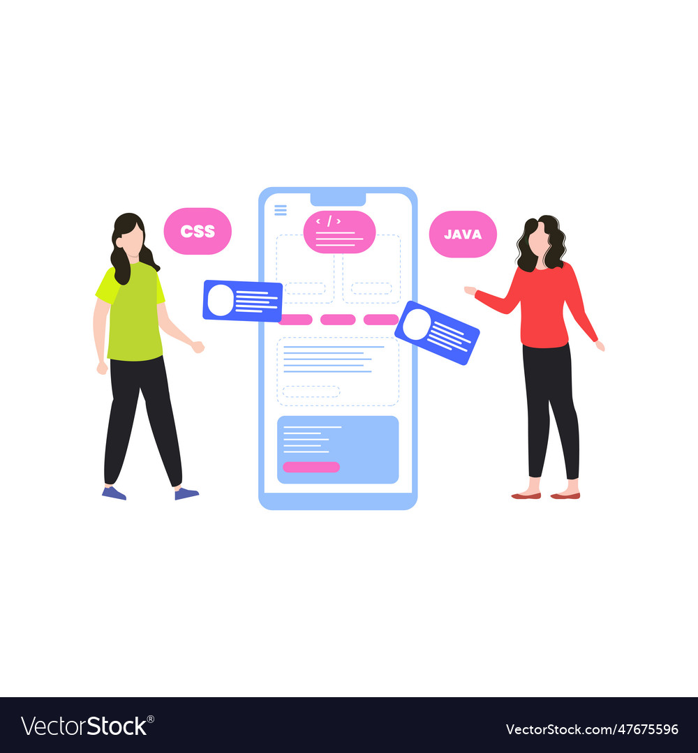 Girls Coding Css And Java Royalty Free Vector Image 9804