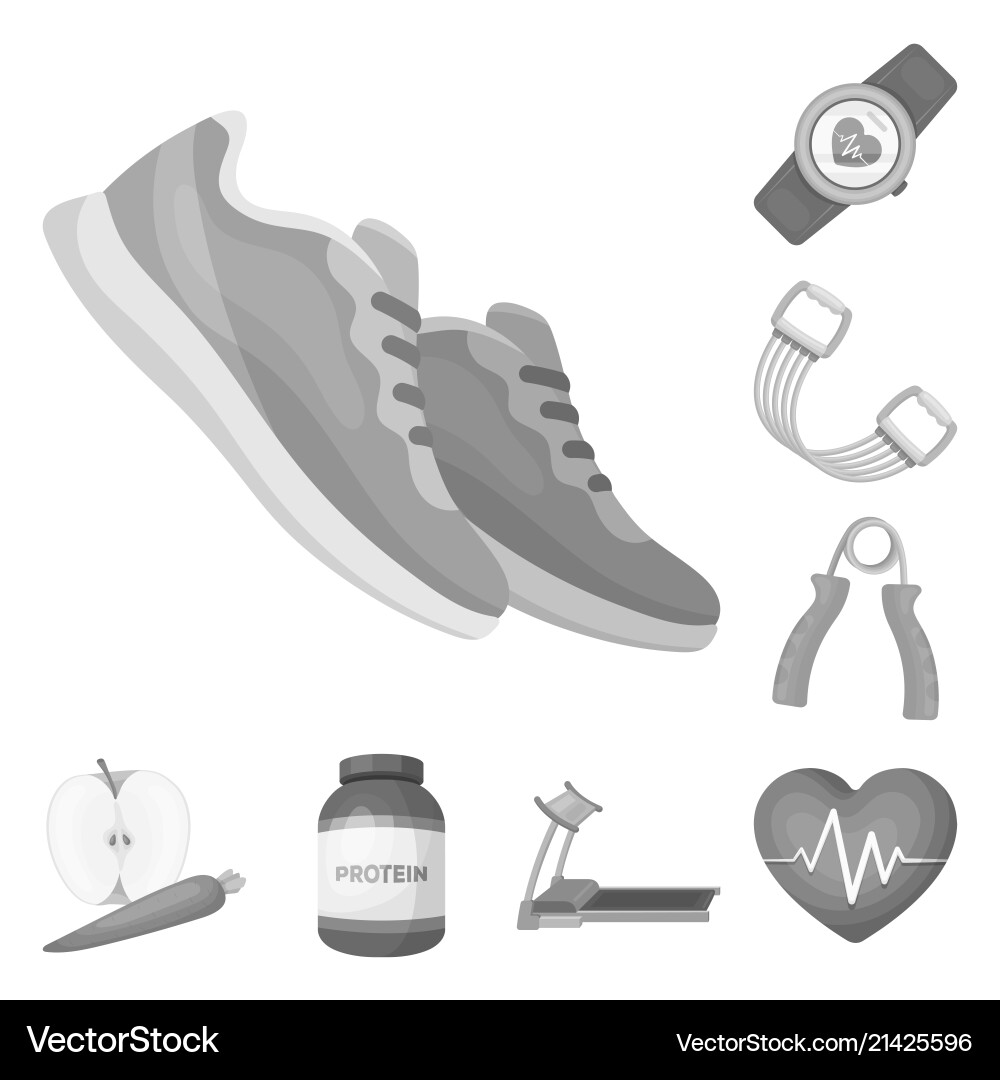Gym and training monochrome icons in set Vector Image
