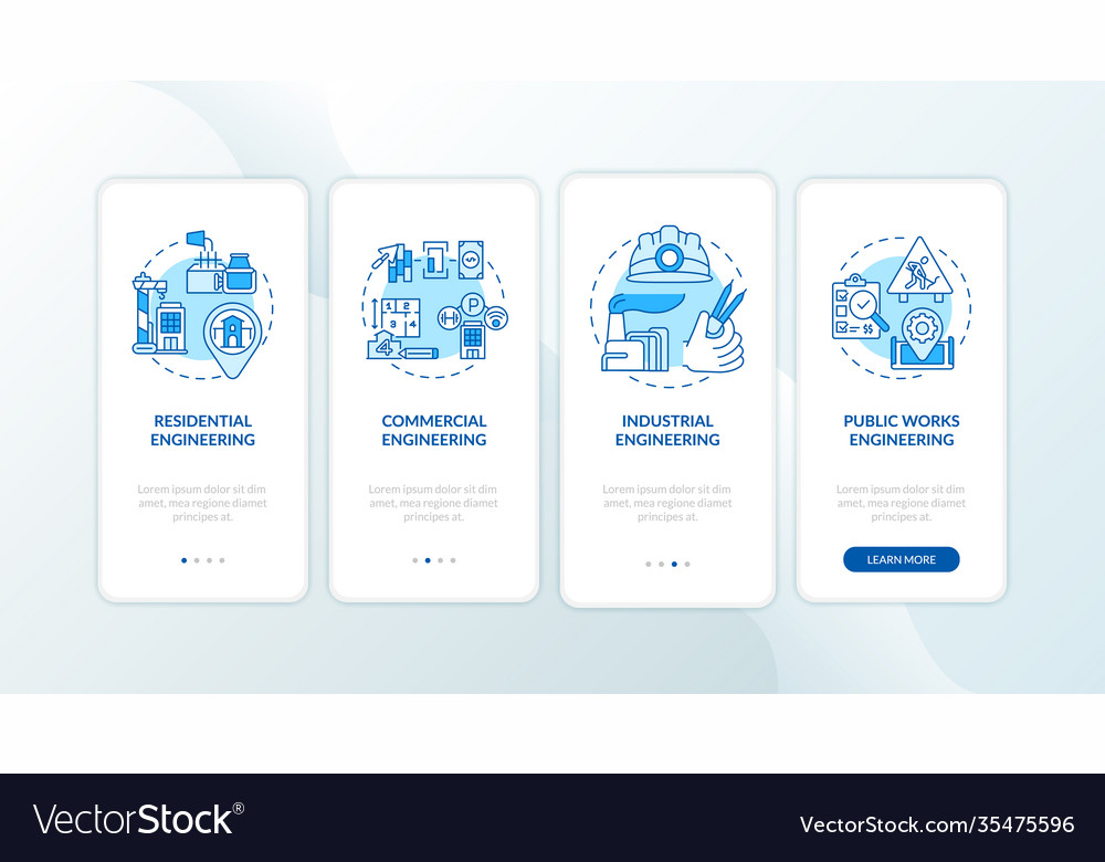 Industrial Engineering Blue Onboarding Mobile App Vector Image