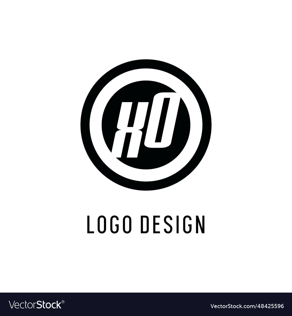 Initial xo logo concentric circle line clean Vector Image
