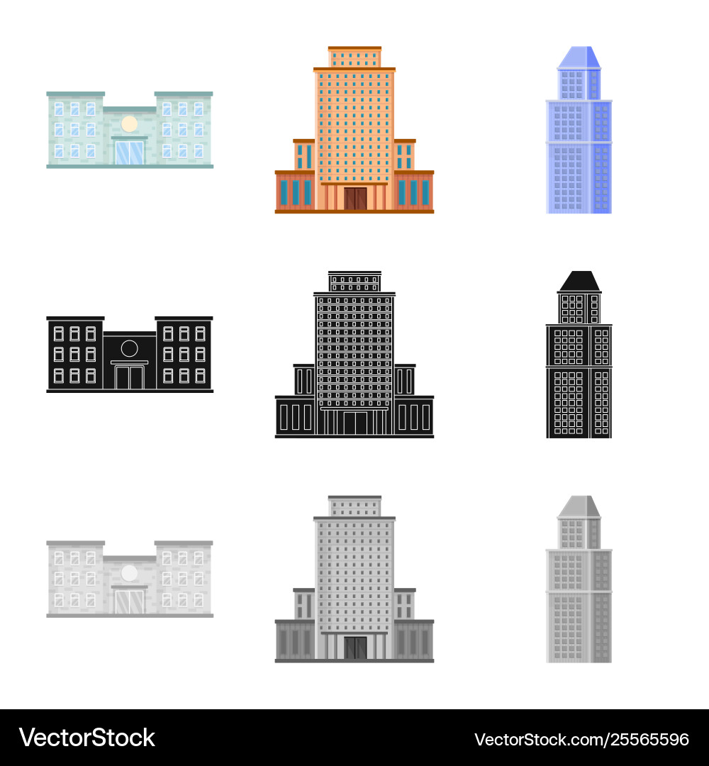 Isolated object municipal and center icon set Vector Image