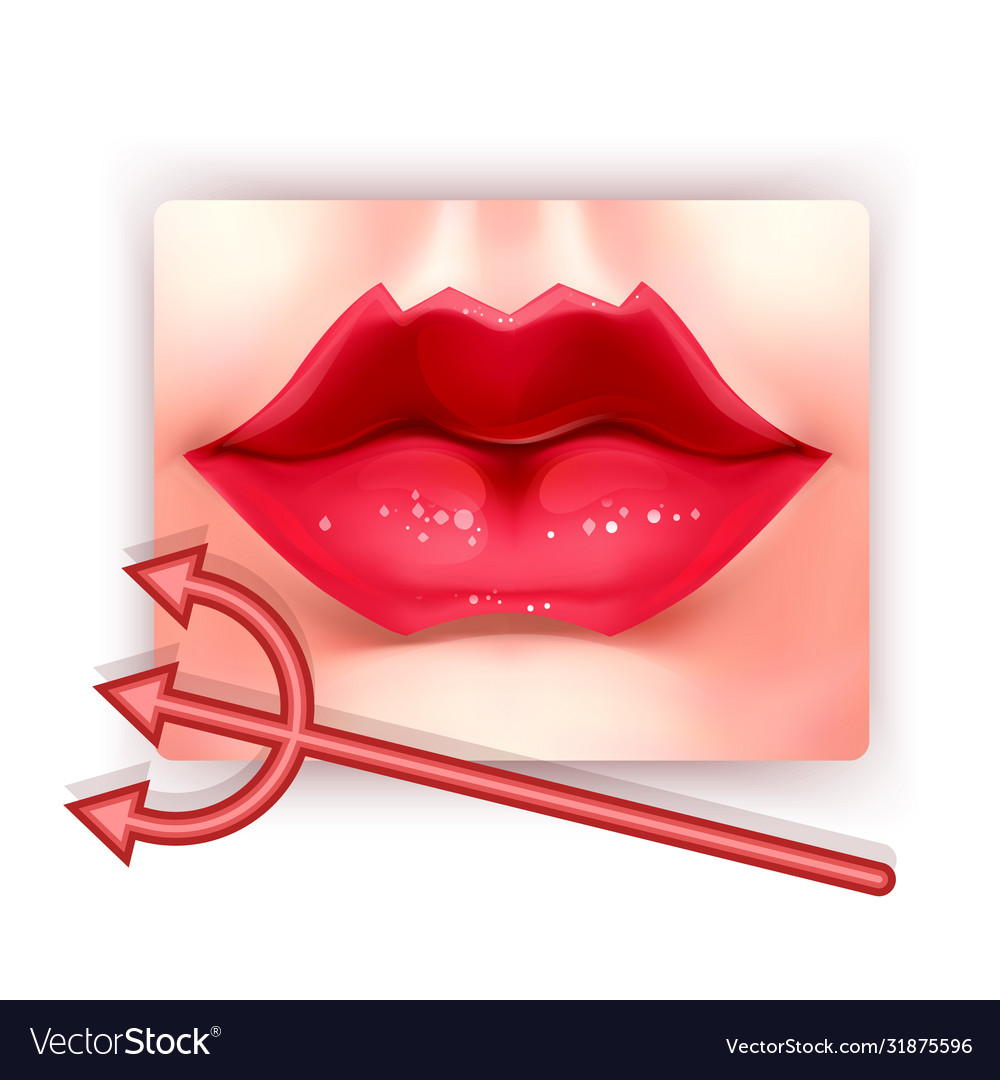 Realistic lips devil red Royalty Free Vector Image