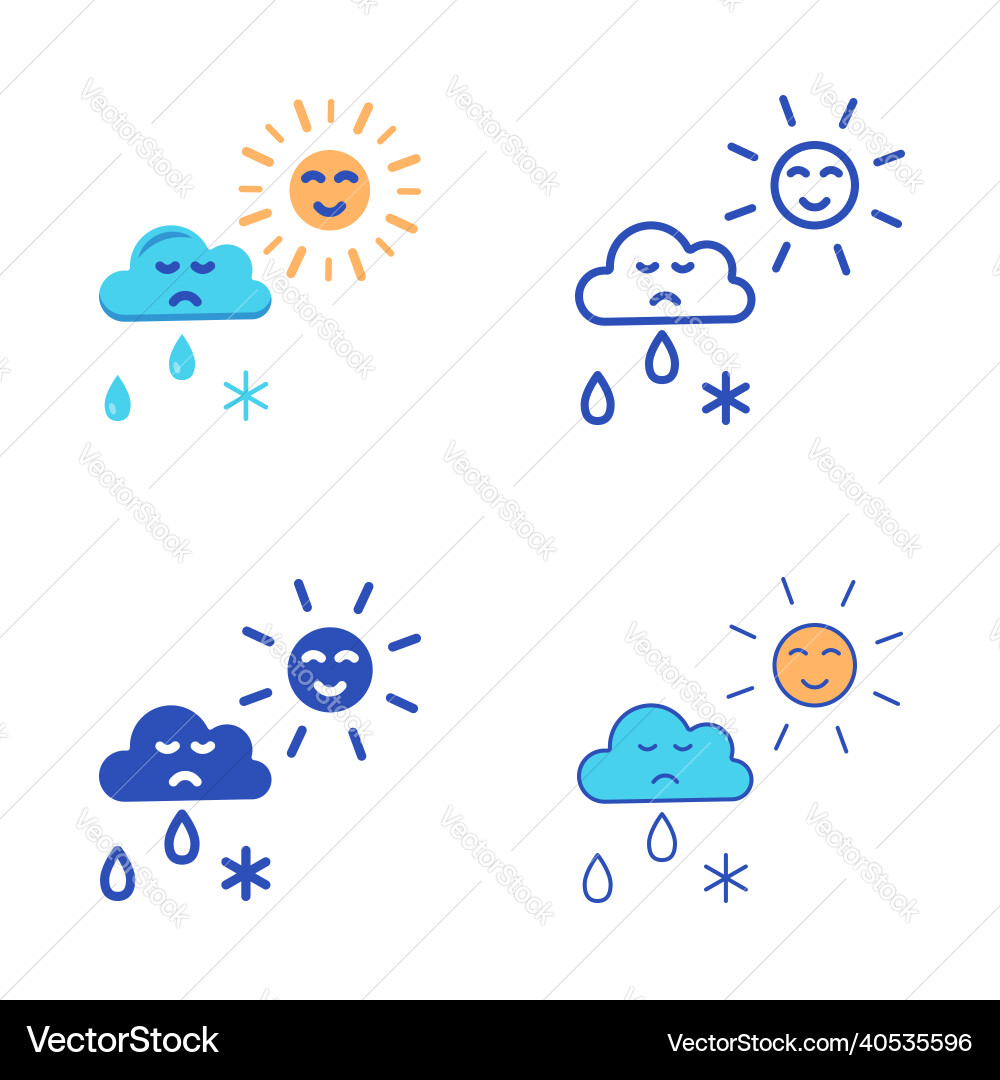 Seasonal affective disorder icon set in flat Vector Image