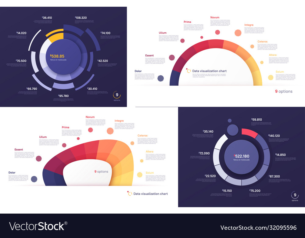 Set circle chart designs modern Royalty Free Vector Image