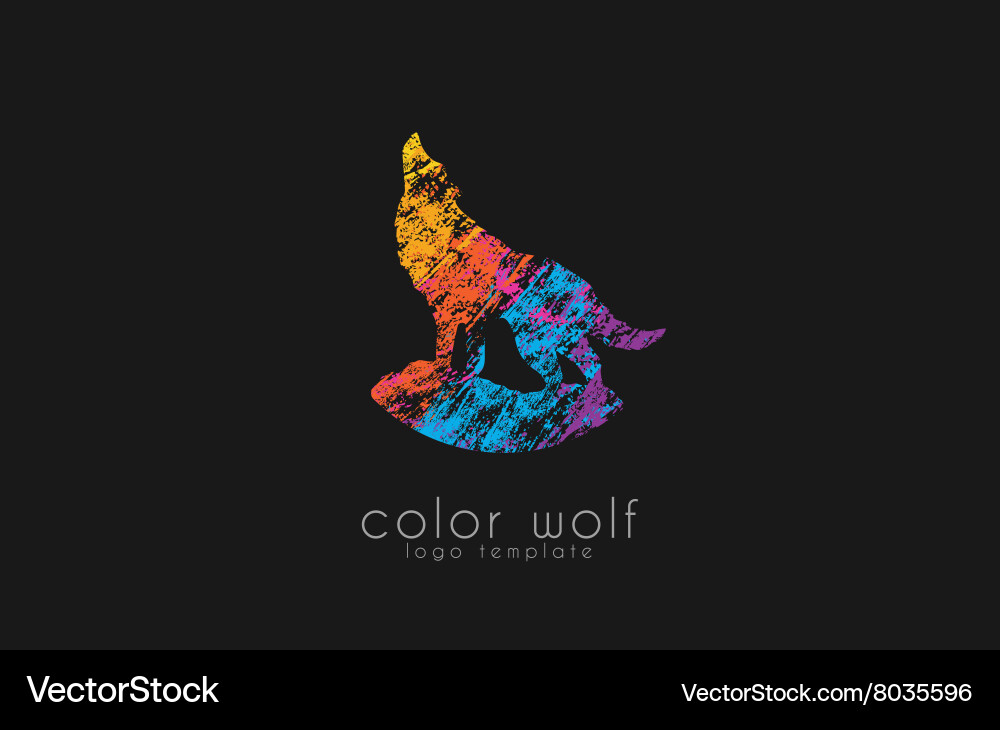 Wolf logo color logo design animal logo Royalty Free Vector