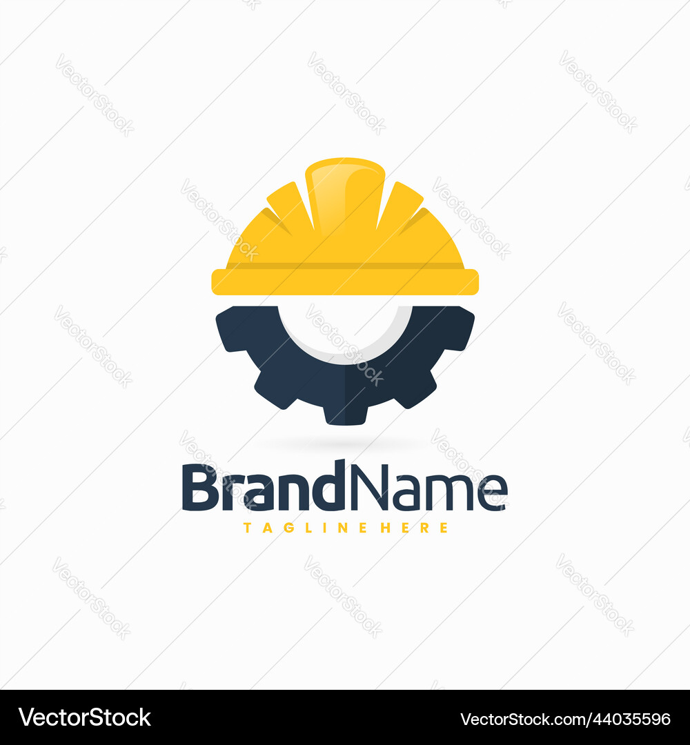 Work service logo with gear and helmet logo Vector Image