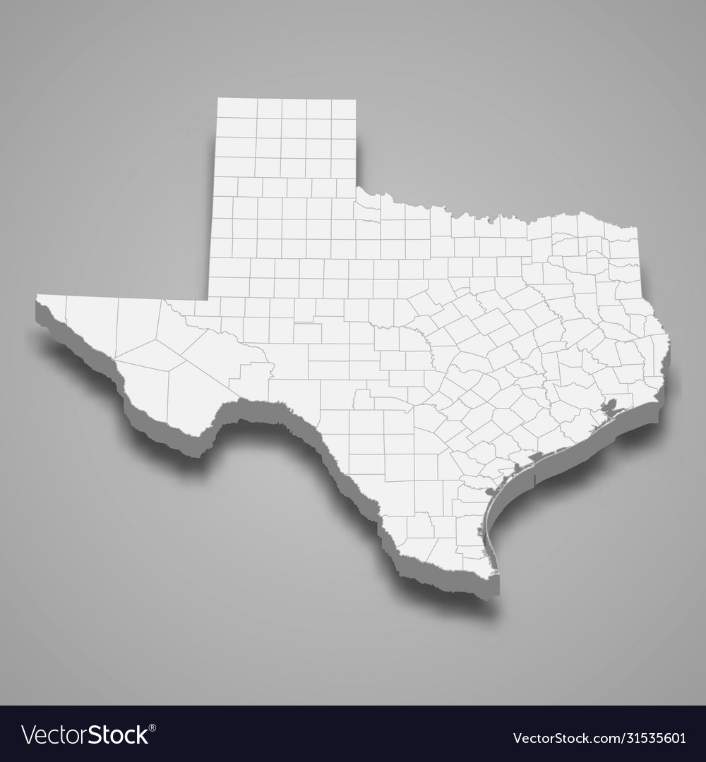 3D Texas State Map Lizenzfreies Vektorbild - VectorStock