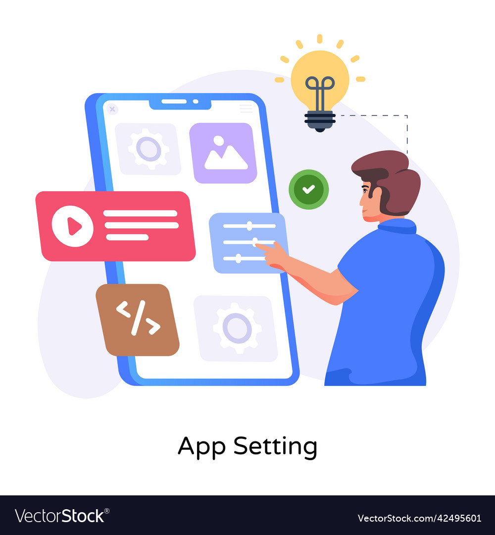 App setting Royalty Free Vector Image - VectorStock