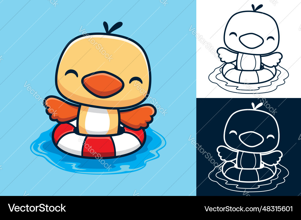 Cartoon cute bird swimming Royalty Free Vector Image