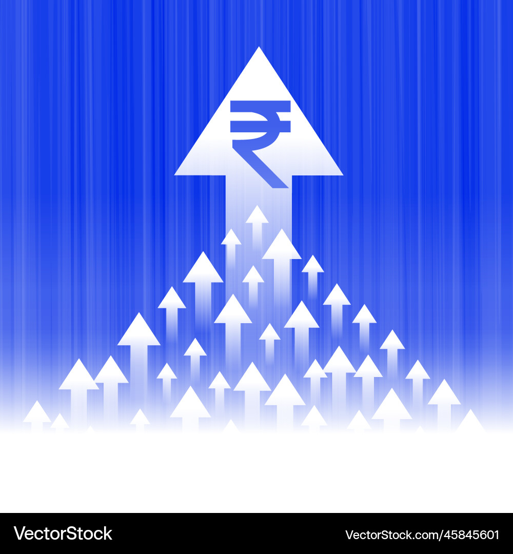 Digital indian rupee rising value with grow up Vector Image