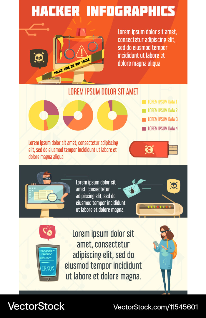 Hacers criminal activity infographic cartoon Vector Image