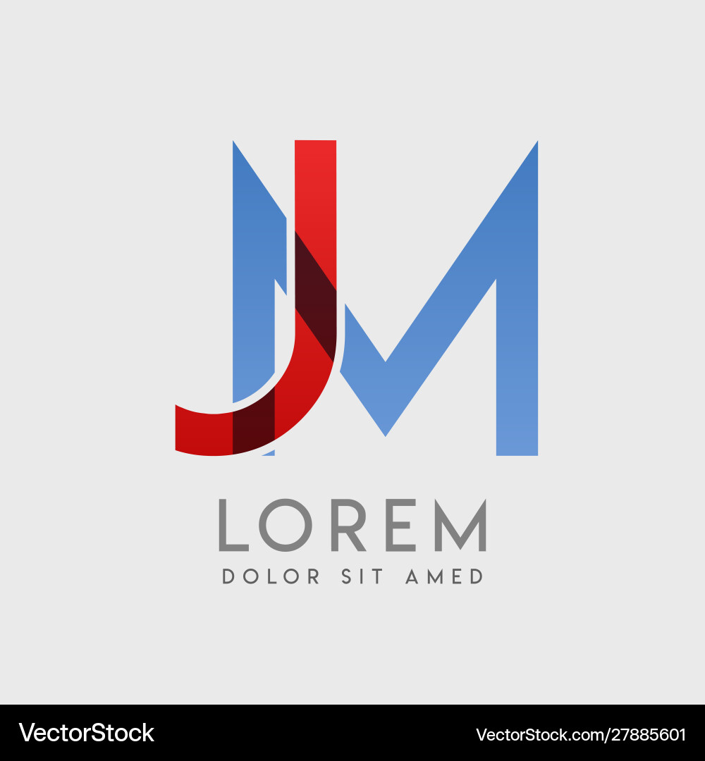 Jm logo letters with blue and red gradation Vector Image