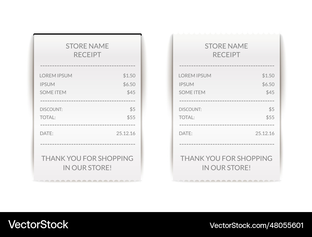 Paper atm check financial receipt bill cafe Vector Image
