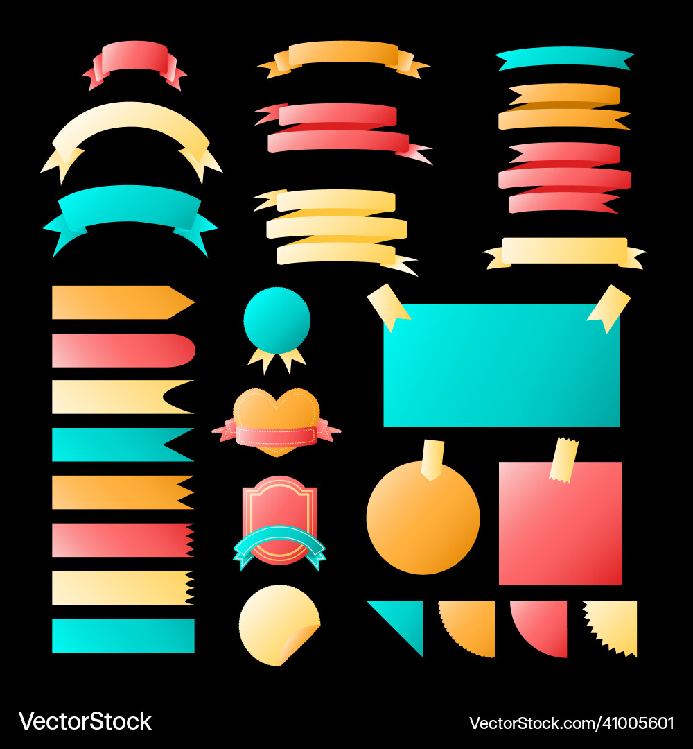 Red yellow blue green pastel banner set Royalty Free Vector