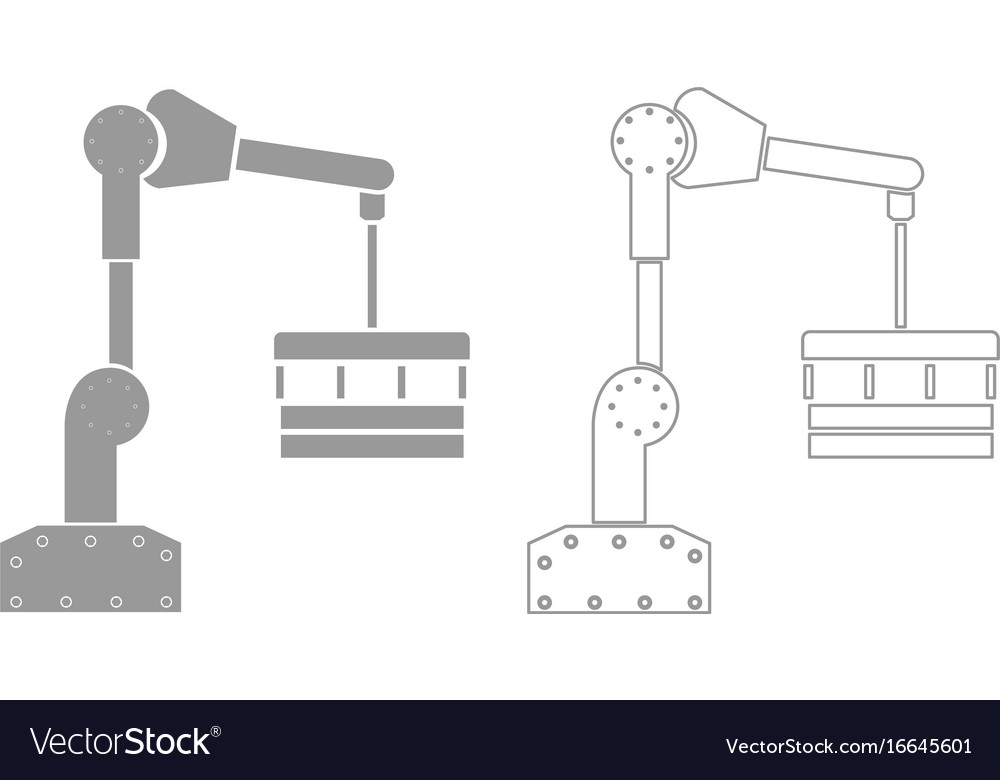 Robotic hand manipulator grey set icon Royalty Free Vector