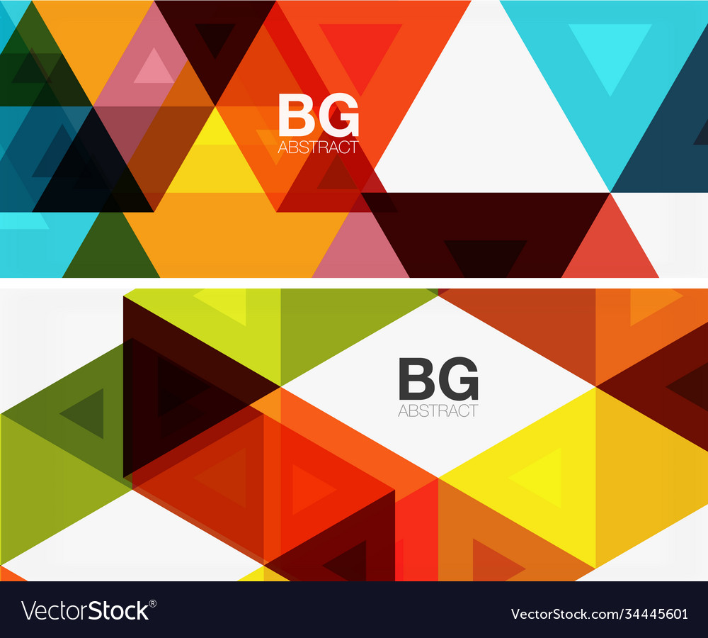 Set Mosaic Triangle Pattern Abstract Royalty Free Vector