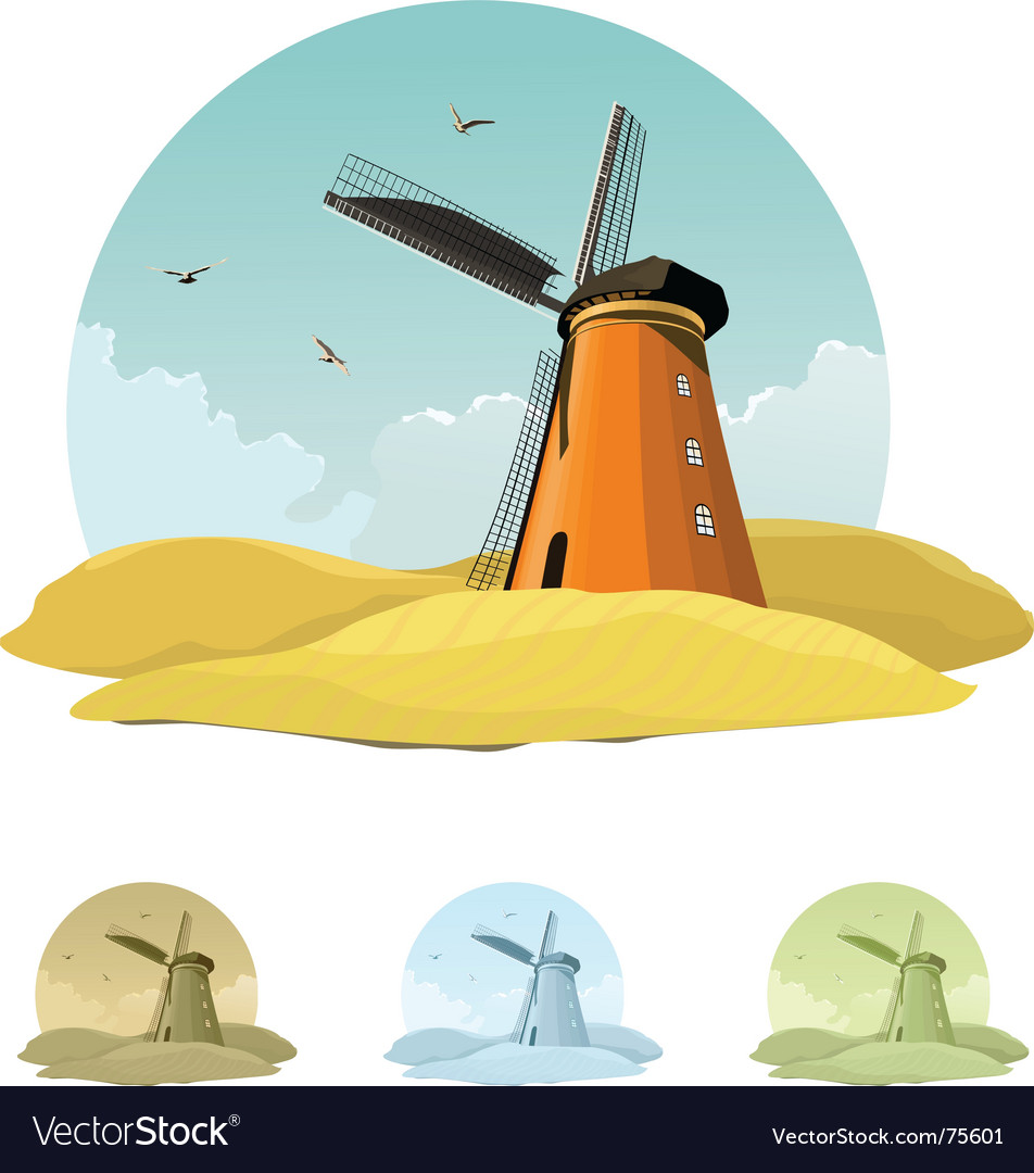 Windmill Royalty Free Vector Image - VectorStock