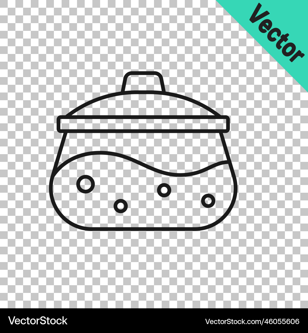 Black line cooking pot icon isolated on Royalty Free Vector