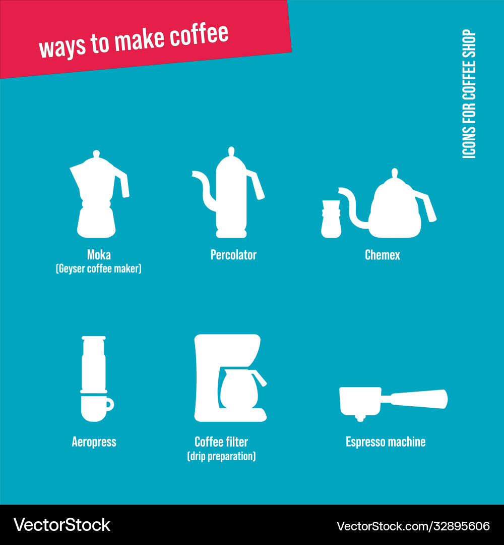 Cafe icons set ways to make coffee Royalty Free Vector Image