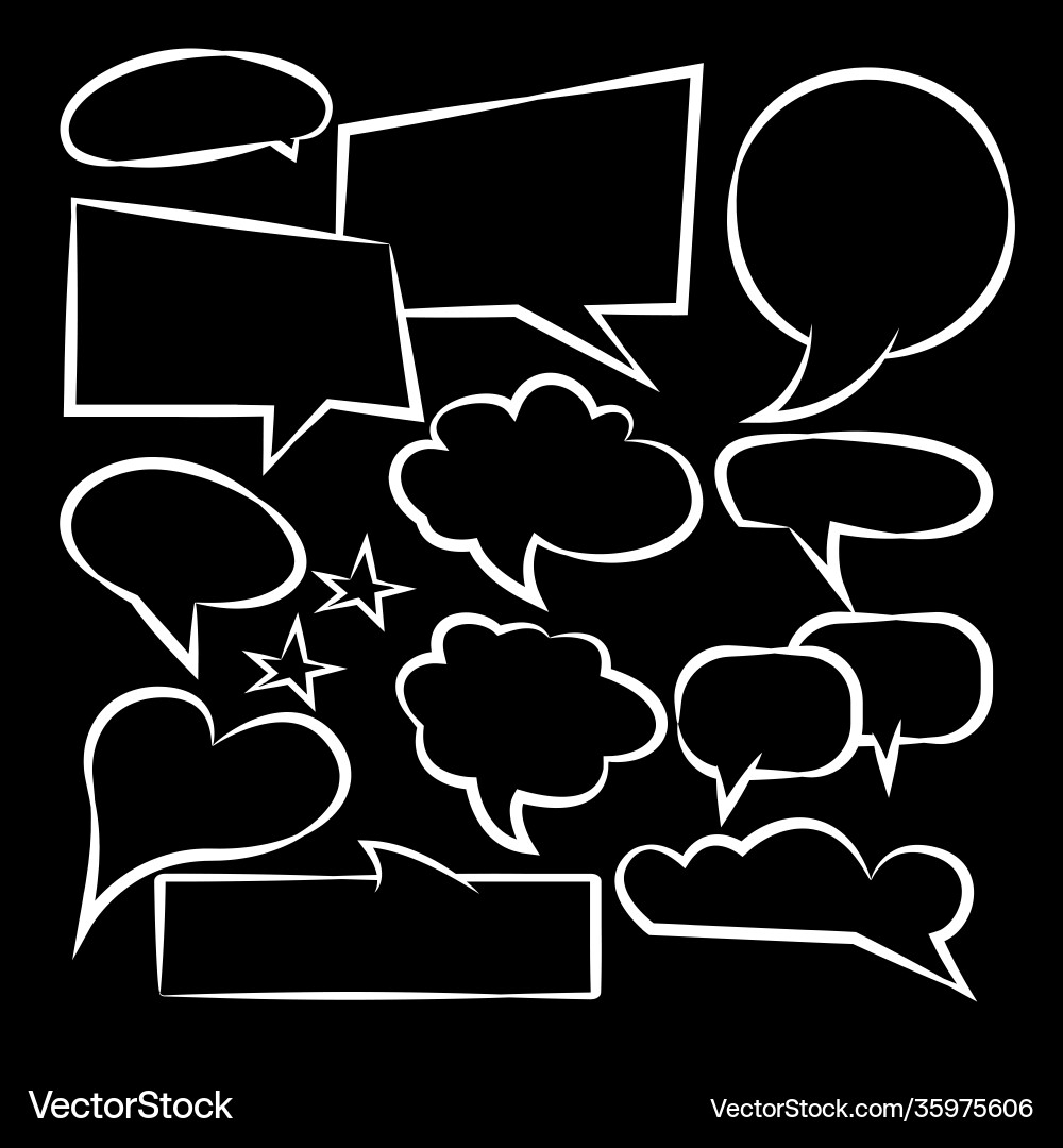 Comic speech bubbles icons collection color Vector Image