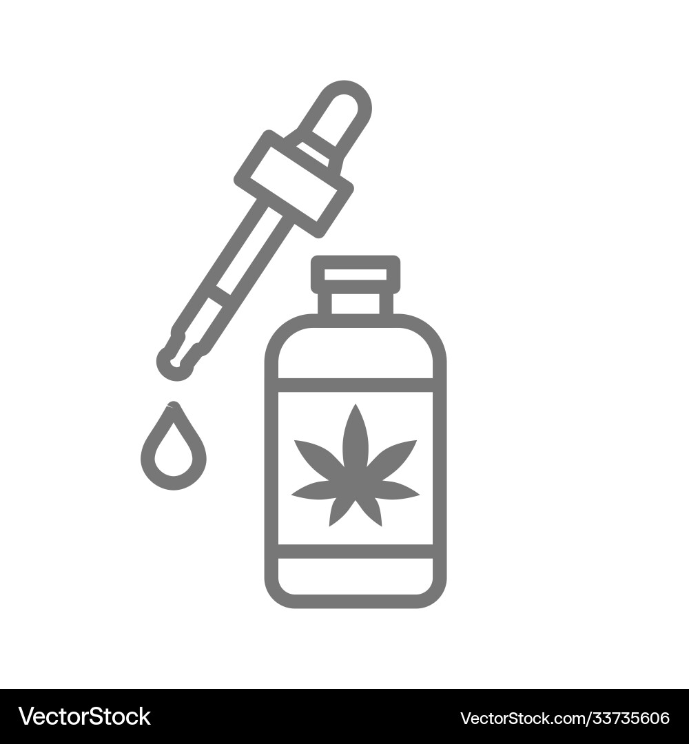 Cosmetic bottle icon with cbd oil drop Royalty Free Vector