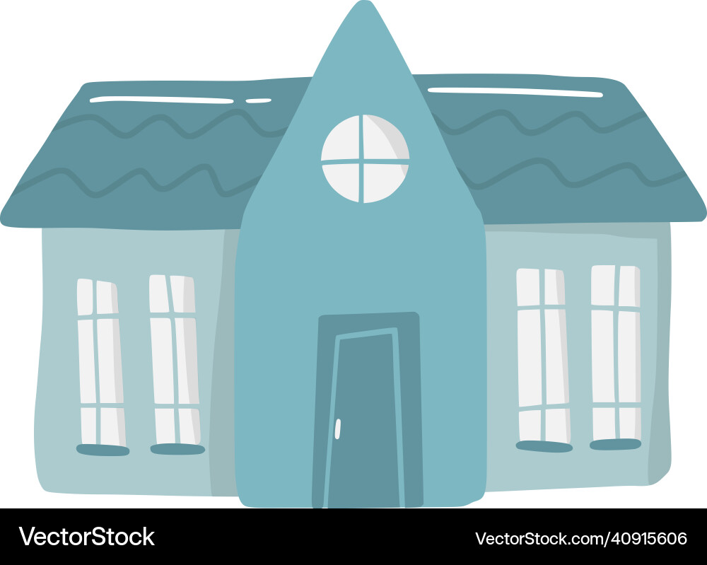Cute doodle school building in hand drawn style Vector Image