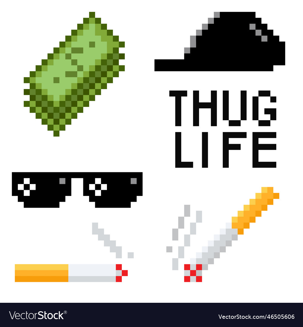 Flat Design Thug Life Sunglasses Element Set Vector Image