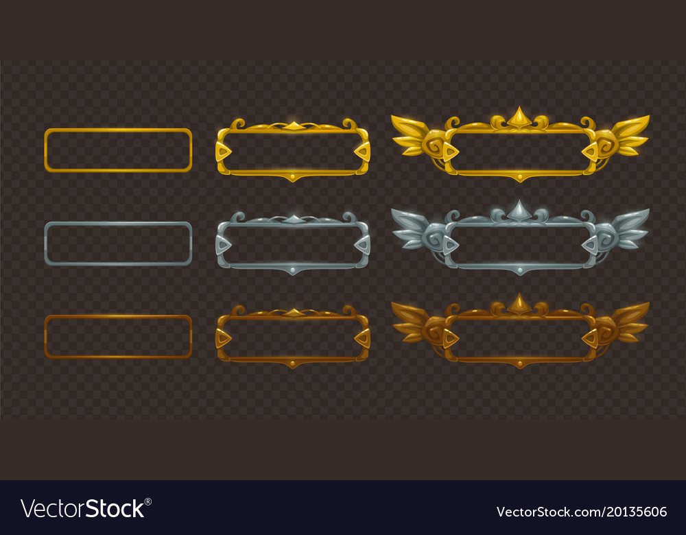Golden silver and bronze frames set Royalty Free Vector