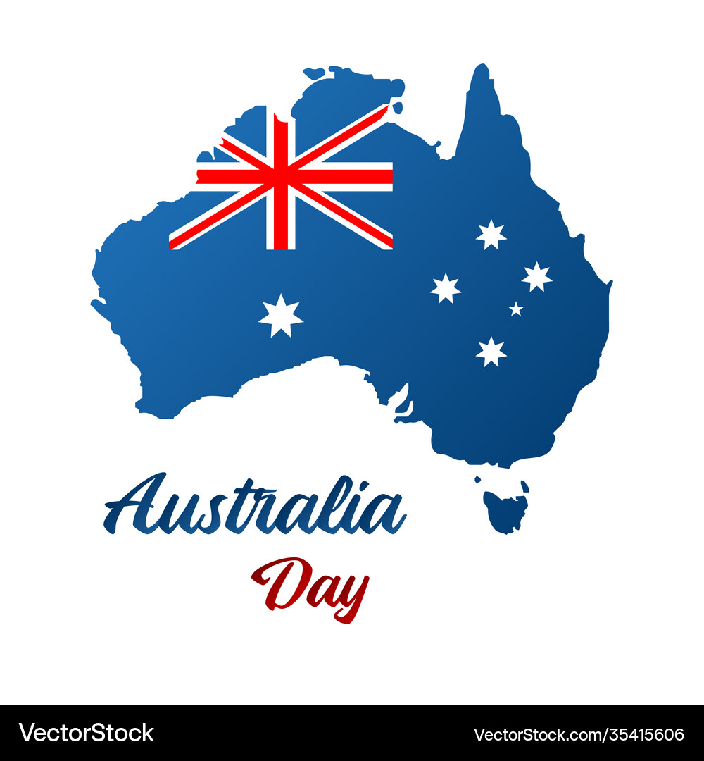 Happy australia day map australia with flag Vector Image