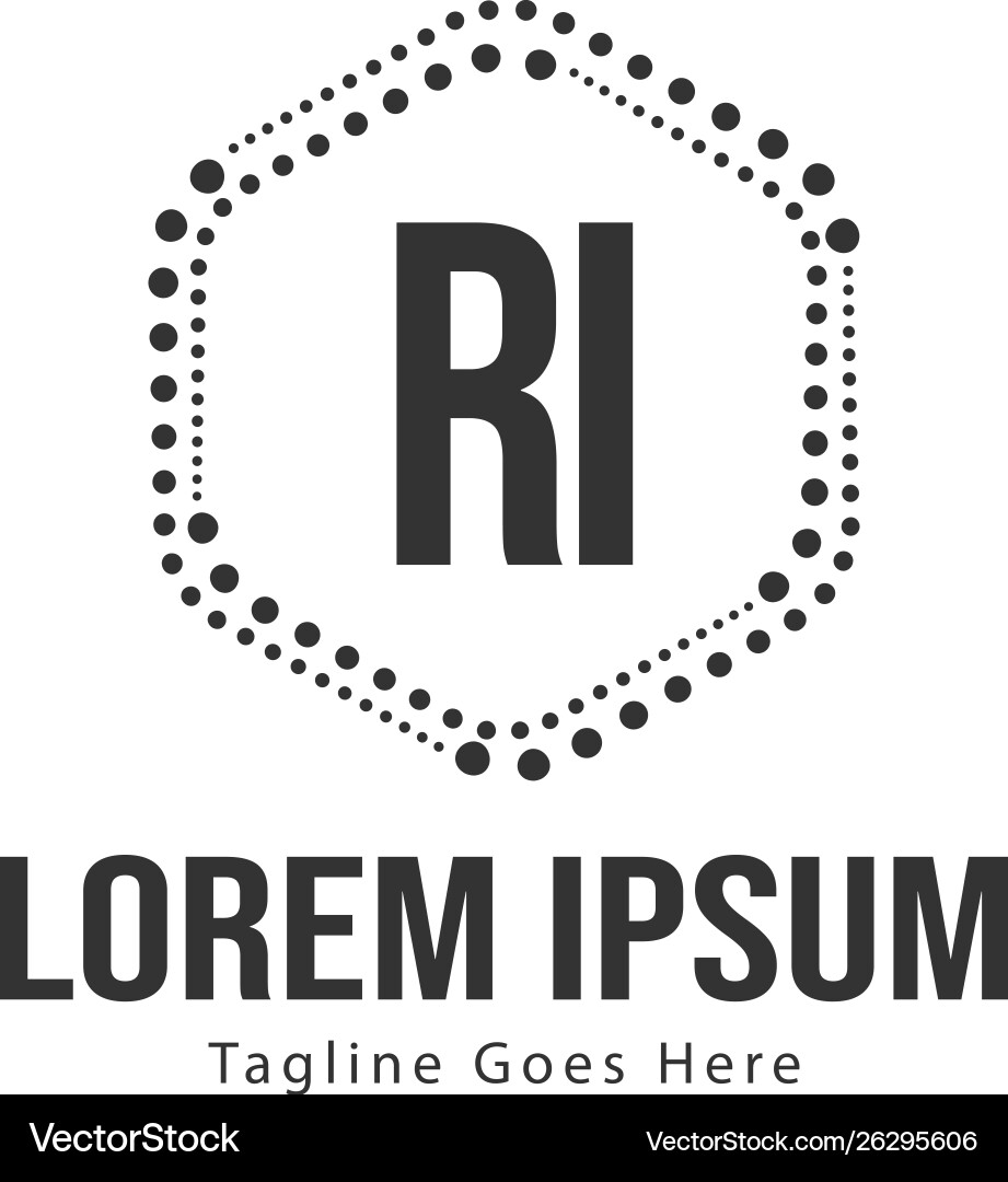 Initial ri logo template with modern frame Vector Image