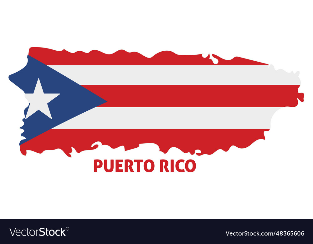 Isolated colored map of puerto rico with its flag Vector Image