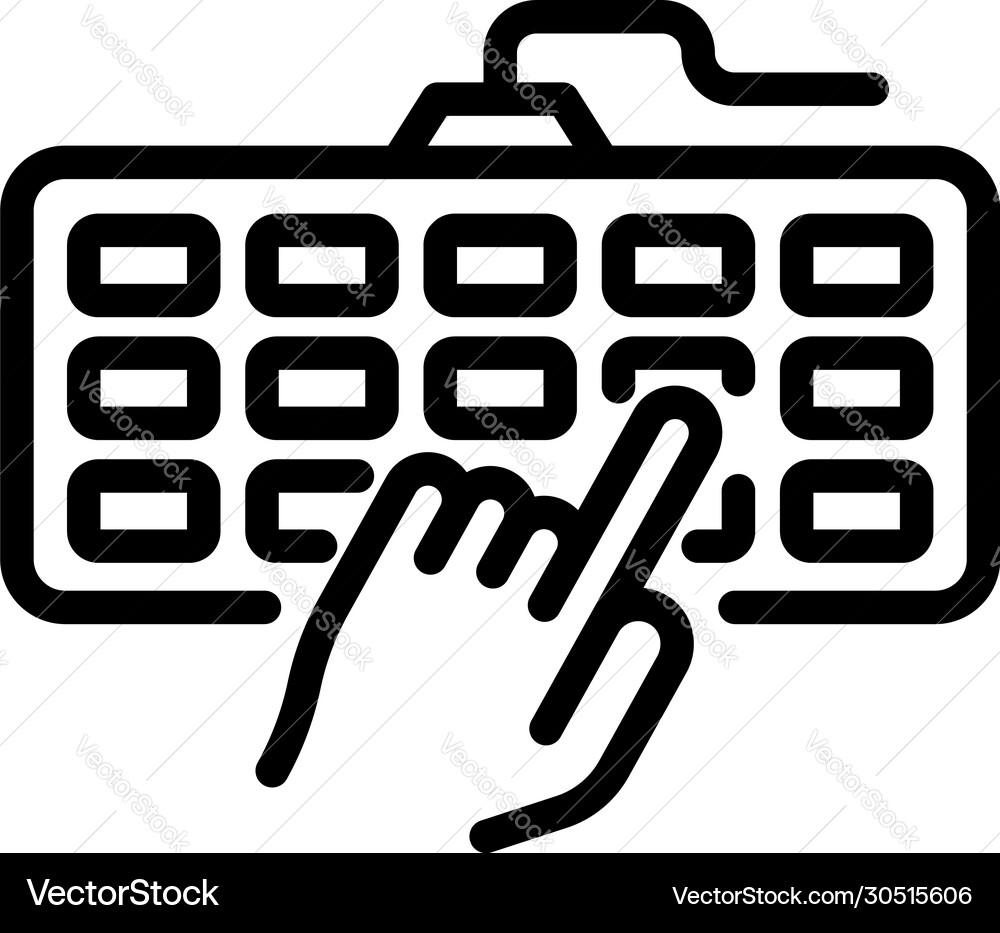 Keyboard and finger icon outline style Royalty Free Vector