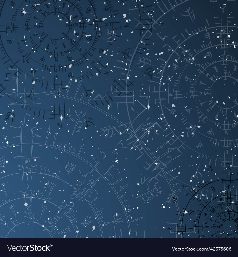 Magic dark space runic background Royalty Free Vector Image