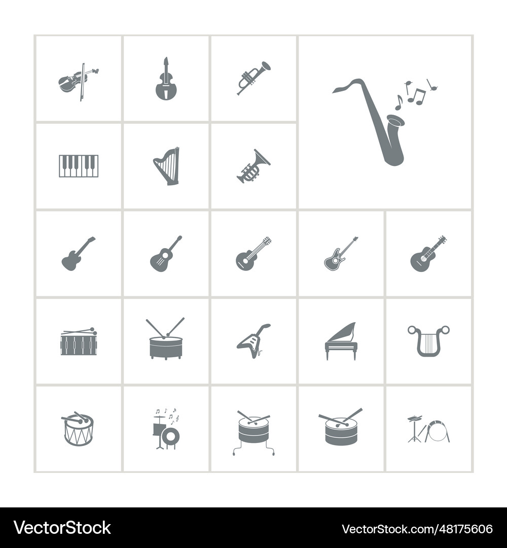 Musical instruments icon set with guitar piano Vector Image