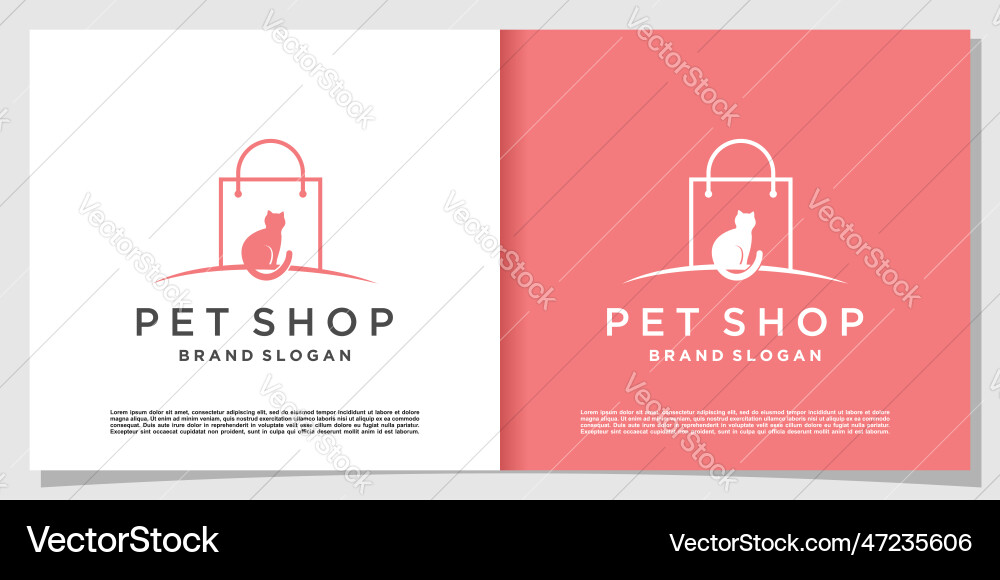 Pet shop logo creative with cat concept premium Vector Image