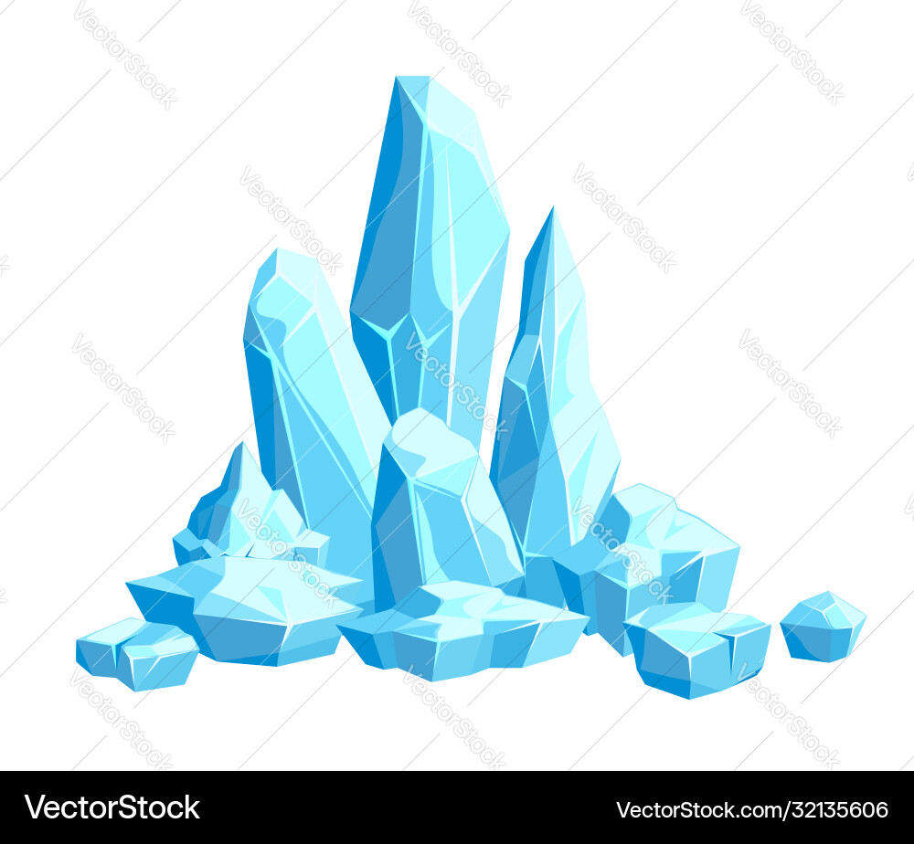 Pieces and crystals ice icebergs for design Vector Image